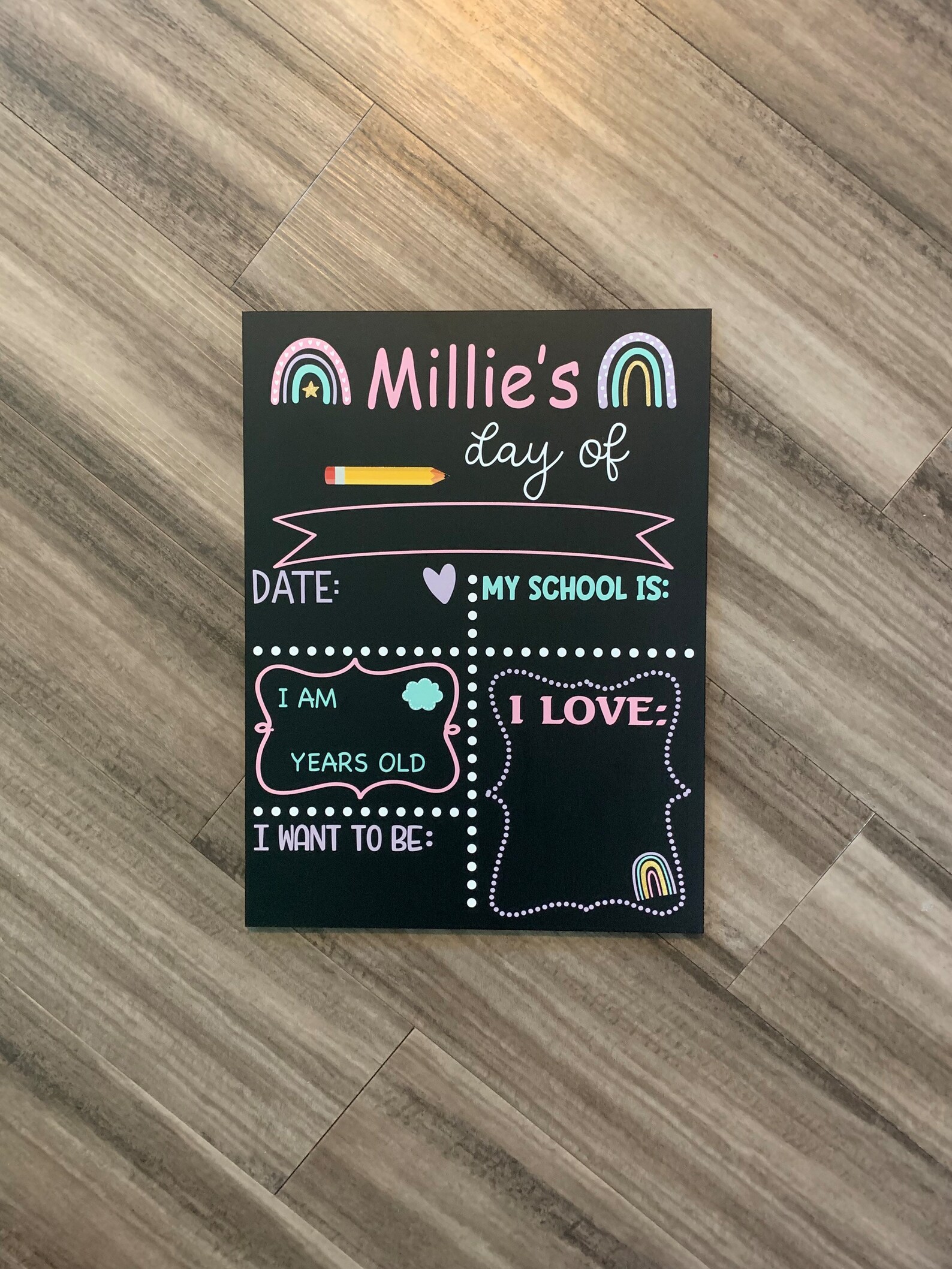Boho Rainbow Back to School Chalkboard Sign First Day of - Etsy