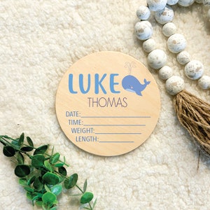 Birth Stats Sign Boy, Whale Hospital Birth Sign, Baby Birth Stat Sign ...