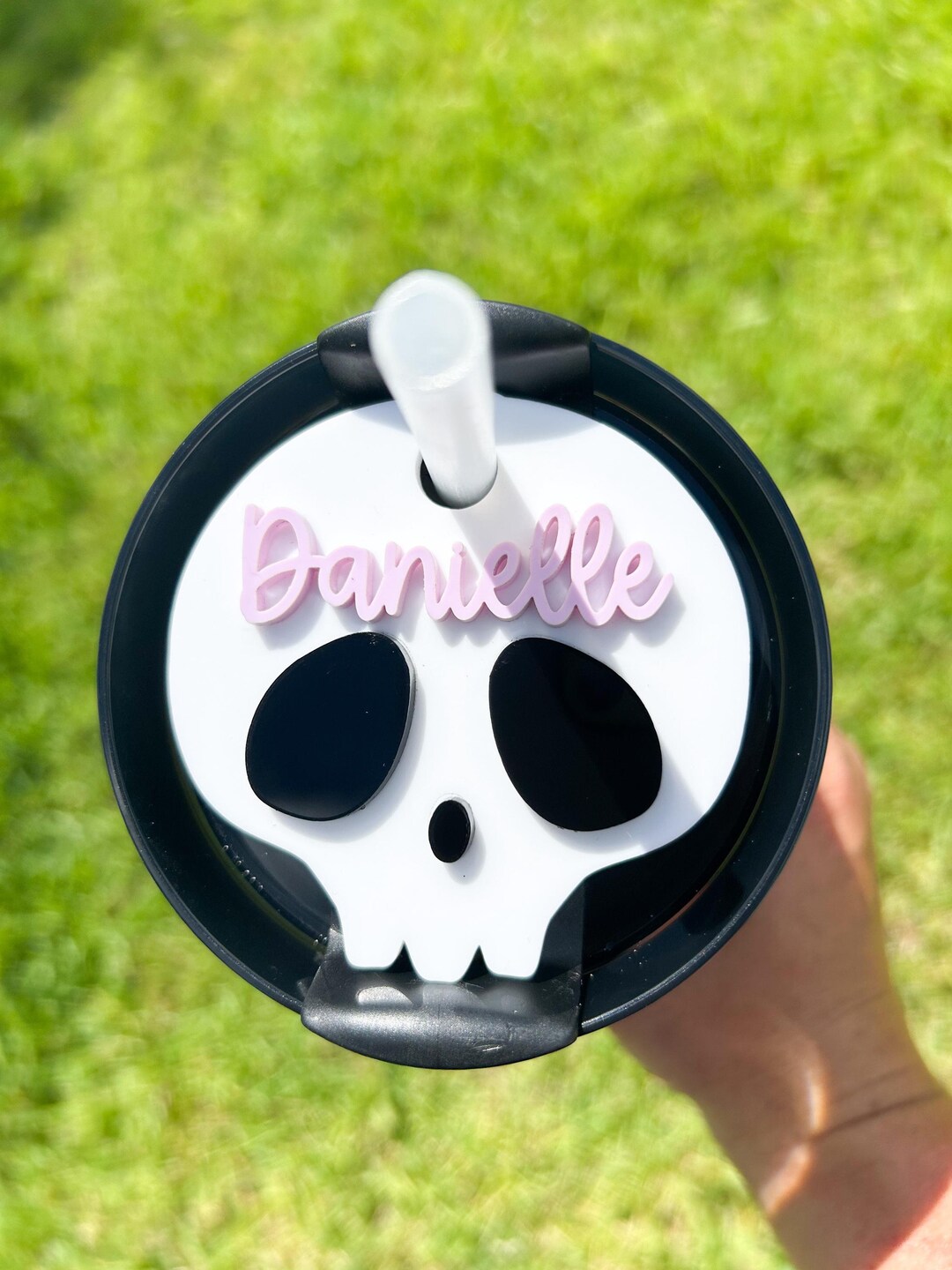 Personalized Skull Name Plate: Acrylic Halloween Tumbler Tag - Etsy