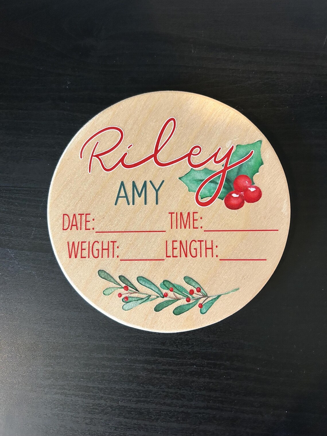 Christmas Baby Name Announcement, Wood Birth Stat Sign, Baby Photo Prop ...