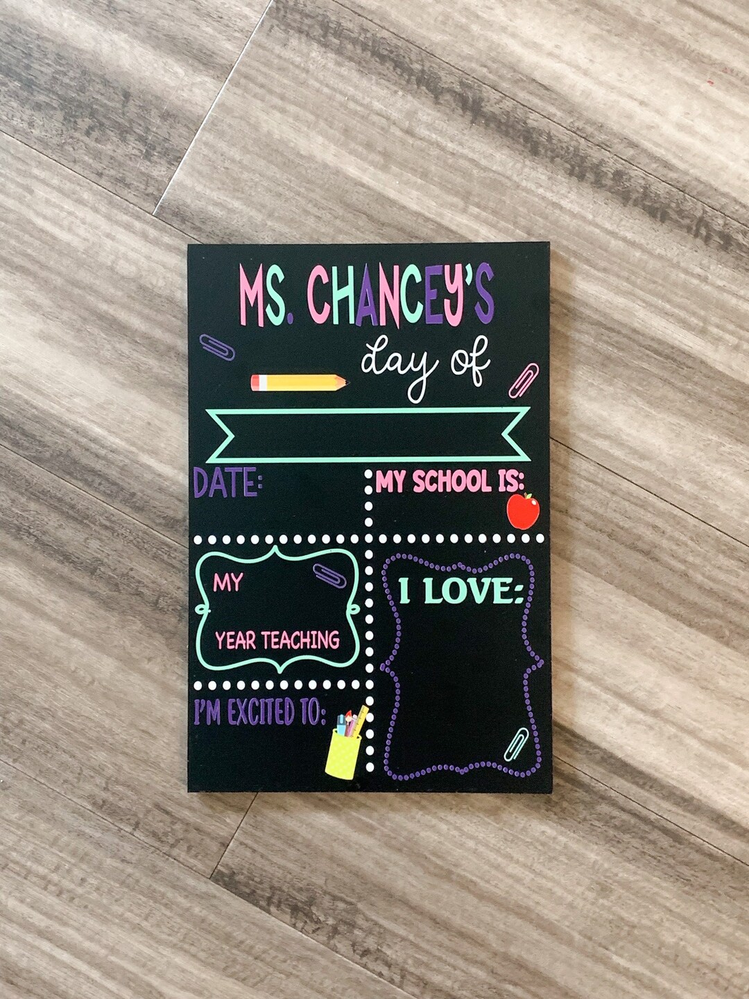 Teacher First Day of School Sign, Teacher Chalkboard Door Sign Back to ...