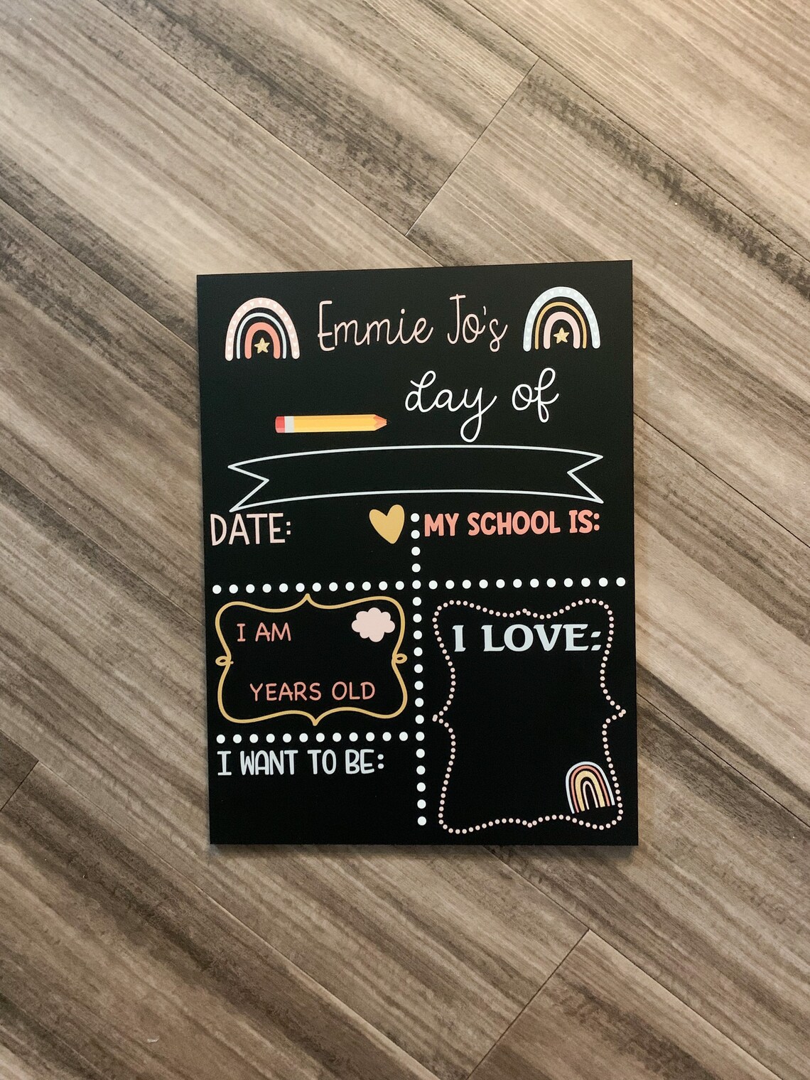 Boho Rainbow Back to School Chalkboard Sign Rainbow Milestone - Etsy