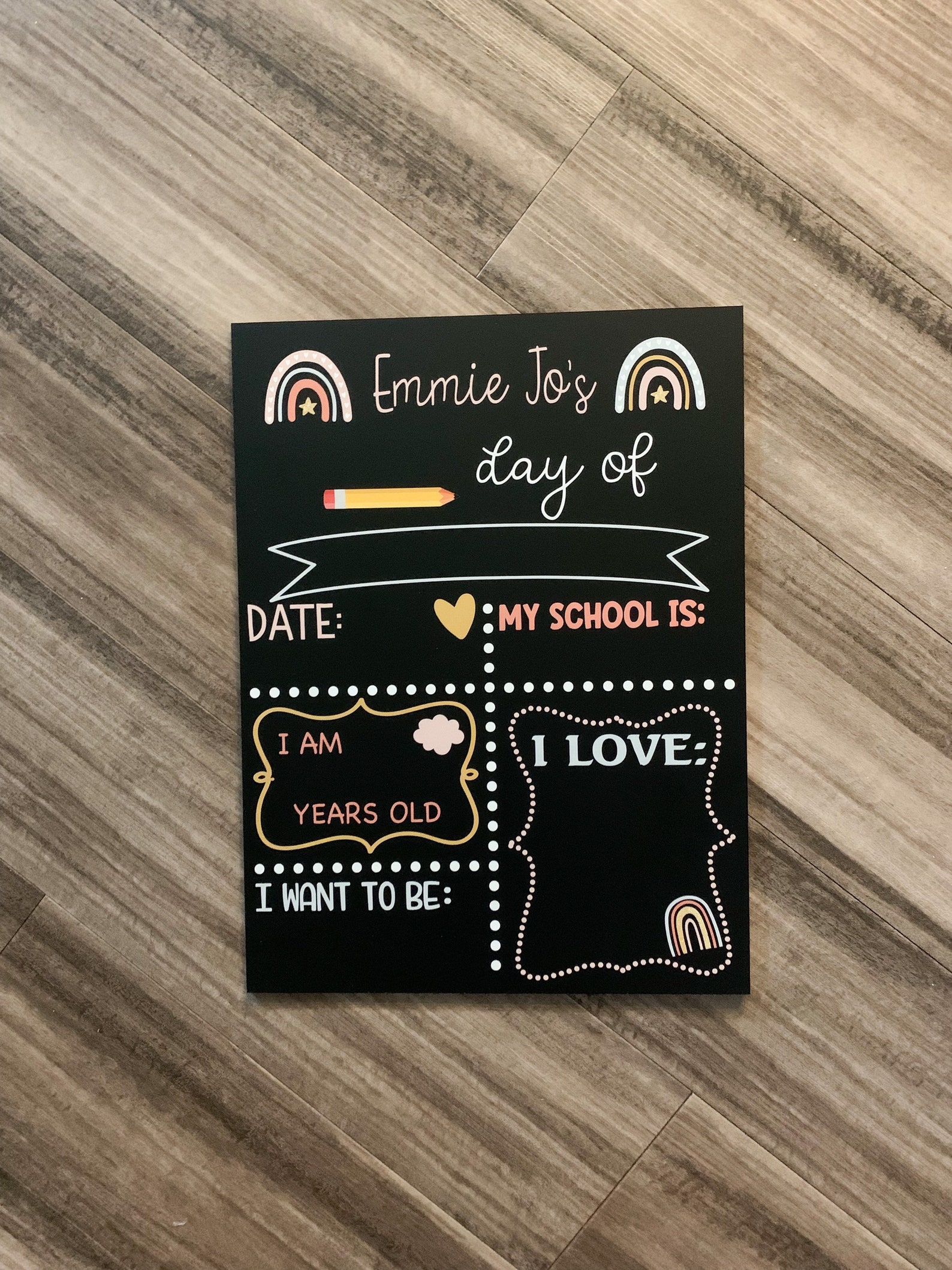 Boho Rainbow Back to School Chalkboard Sign, Rainbow Milestone Board ...