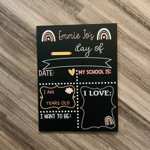 Boho Rainbow Back to School Chalkboard Sign, Rainbow Milestone Board ...