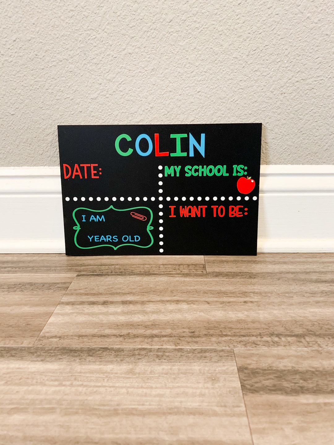 Personalized School Chalkboard Sign, Back to School Photo Props, Back ...
