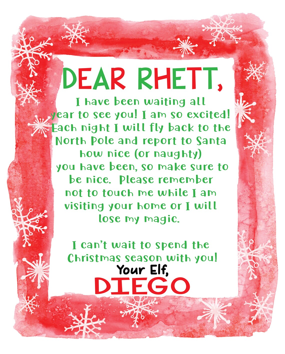 Letter From Elf EDITABLE DIGITAL DOWNLOAD Personalized Elf | Etsy