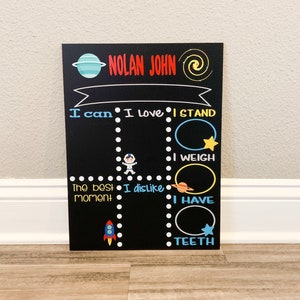 Space Themed Baby Milestone Board, Baby Stat Board, Baby Milestone ...