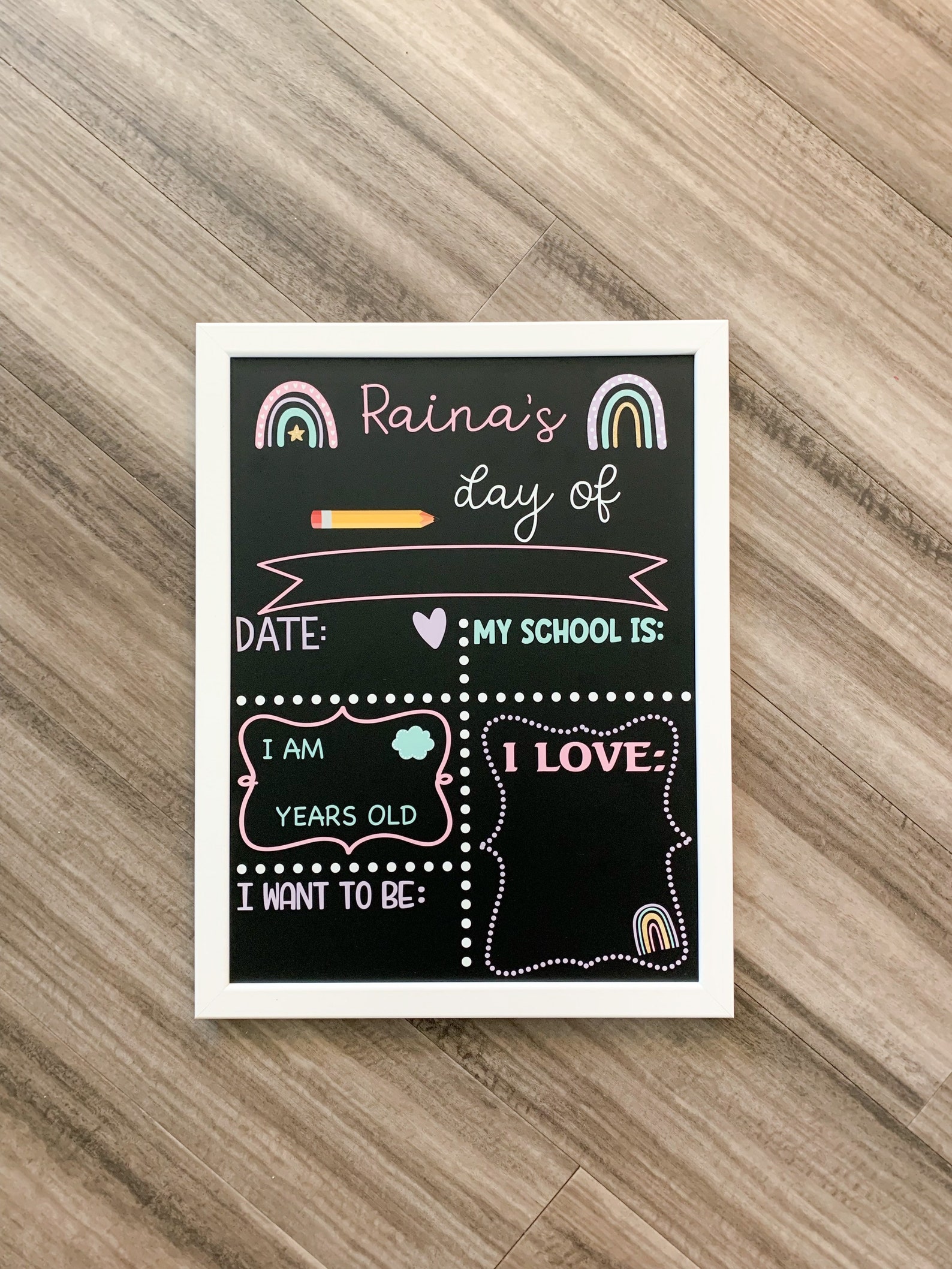 Boho Rainbow Back to School Chalkboard Sign First Day of - Etsy