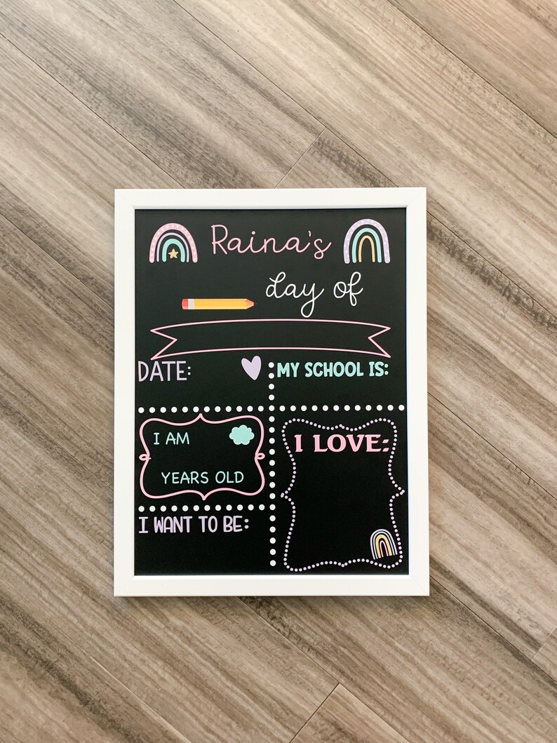 Boho Rainbow Back to School Chalkboard Sign First Day of - Etsy