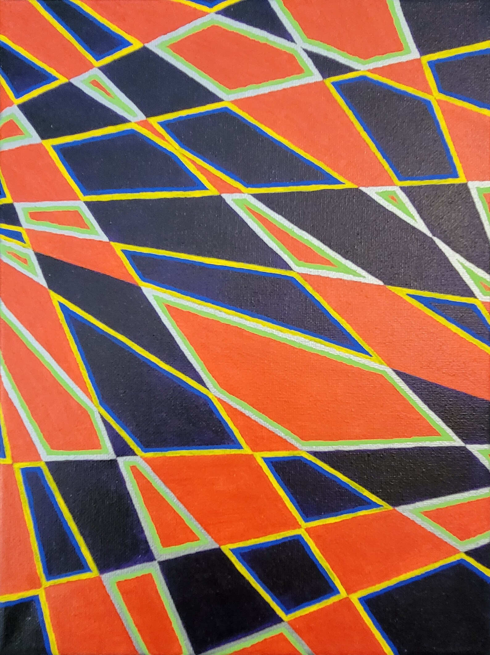 Purple, Blue, Yellow, Green, Purple and Silver 11x17" Abstract Art ...