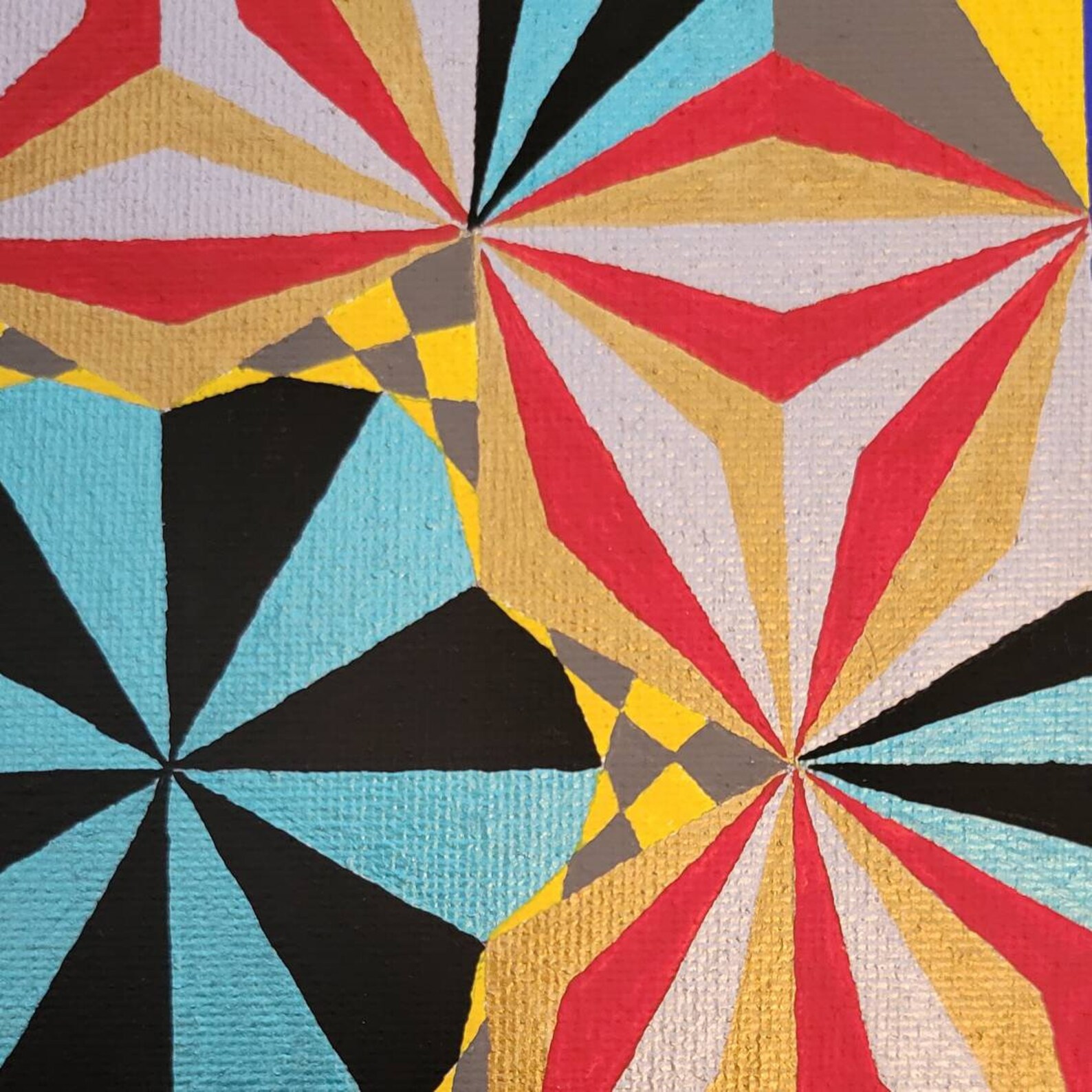 Gold, Silver, Blue, Gray, Yellow, Red and Black 11x17" Abstract Art ...