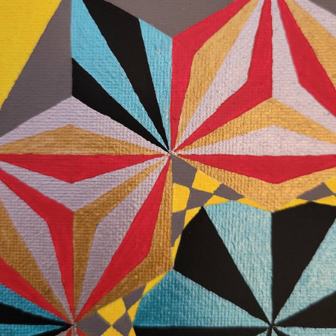 Gold, Silver, Blue, Gray, Yellow, Red and Black 11x17" Abstract Art ...