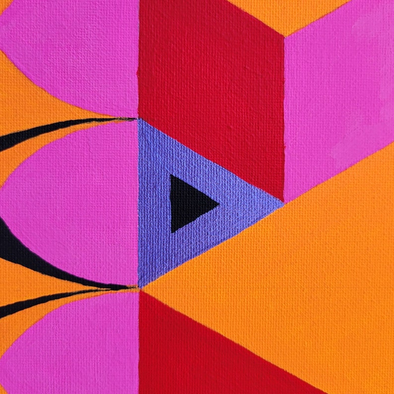 Pink, Orange, Red, Metallic Purple, Black 11x17" Abstract Art Print ...