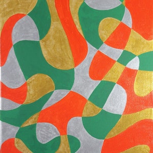 Gold, Silver, Green and Red 11x17 Abstract Art Print series 10 Lx ...