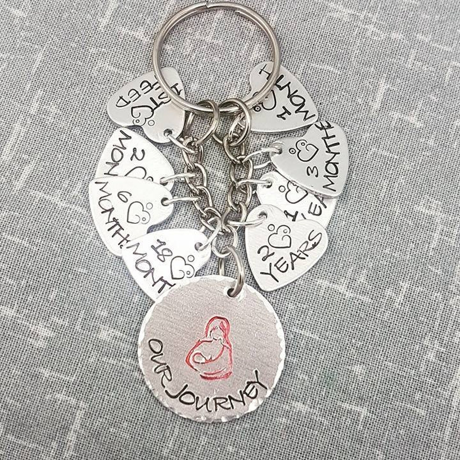 Breastfeeding Journey Keyring - With Milestone Charm(s)! - Hand Stamped ...
