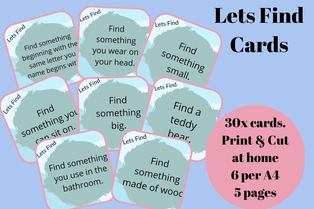 DIGITAL FILE - Lets Find Cards - Indoor - Indoor Scavenger Hunt Card ...