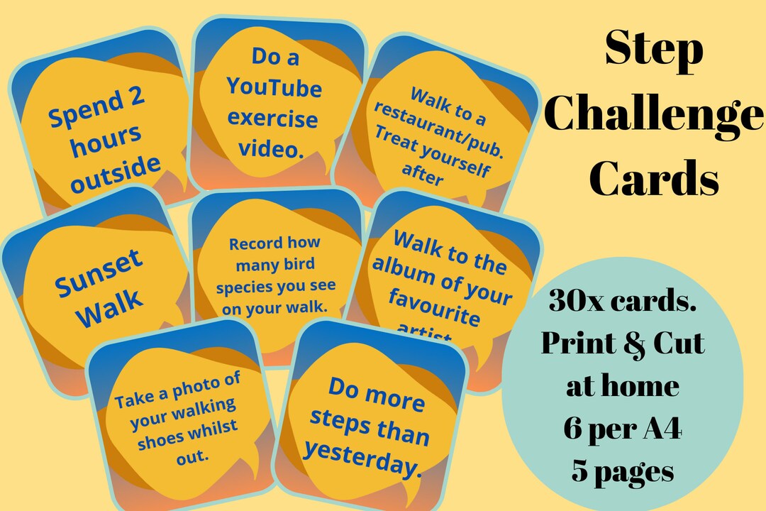 DIGITAL FILE - Step Challenge Cards - Walking - Get Fit - Etsy