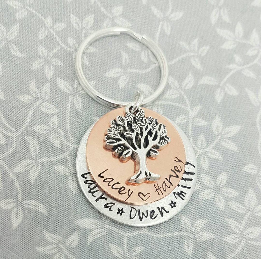 Family Tree Keyring Double Layered Personalised Keyring - Etsy UK