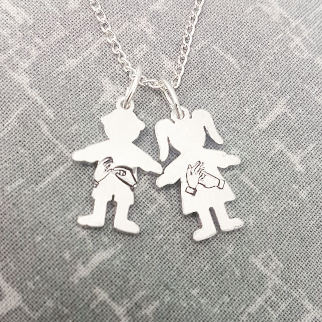 BSL British Sign Language Boy / Girl Necklace Hand Stamped Necklace ...