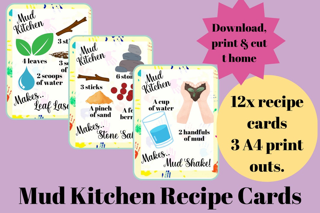 DIGITAL FILE - Mud Kitchen Recipes - Recipe Cards for Toddler/childrens ...