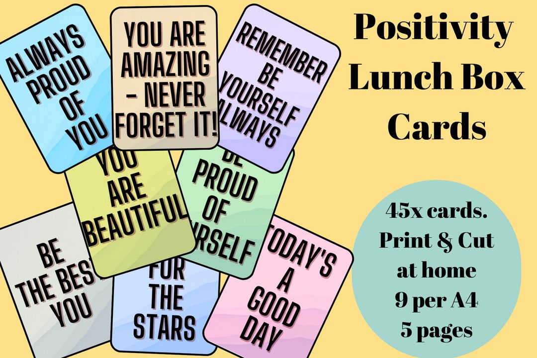 DIGITAL FILE - Lunch Box Cards - Positive Affirmation Cards ...