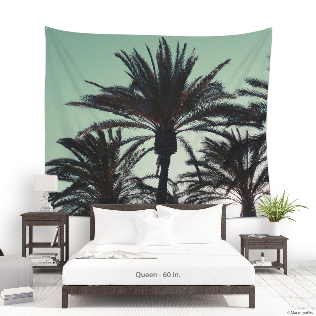 Palm Tree Tapestry for a Housewarming Gift or Zoom Background, Tropical ...