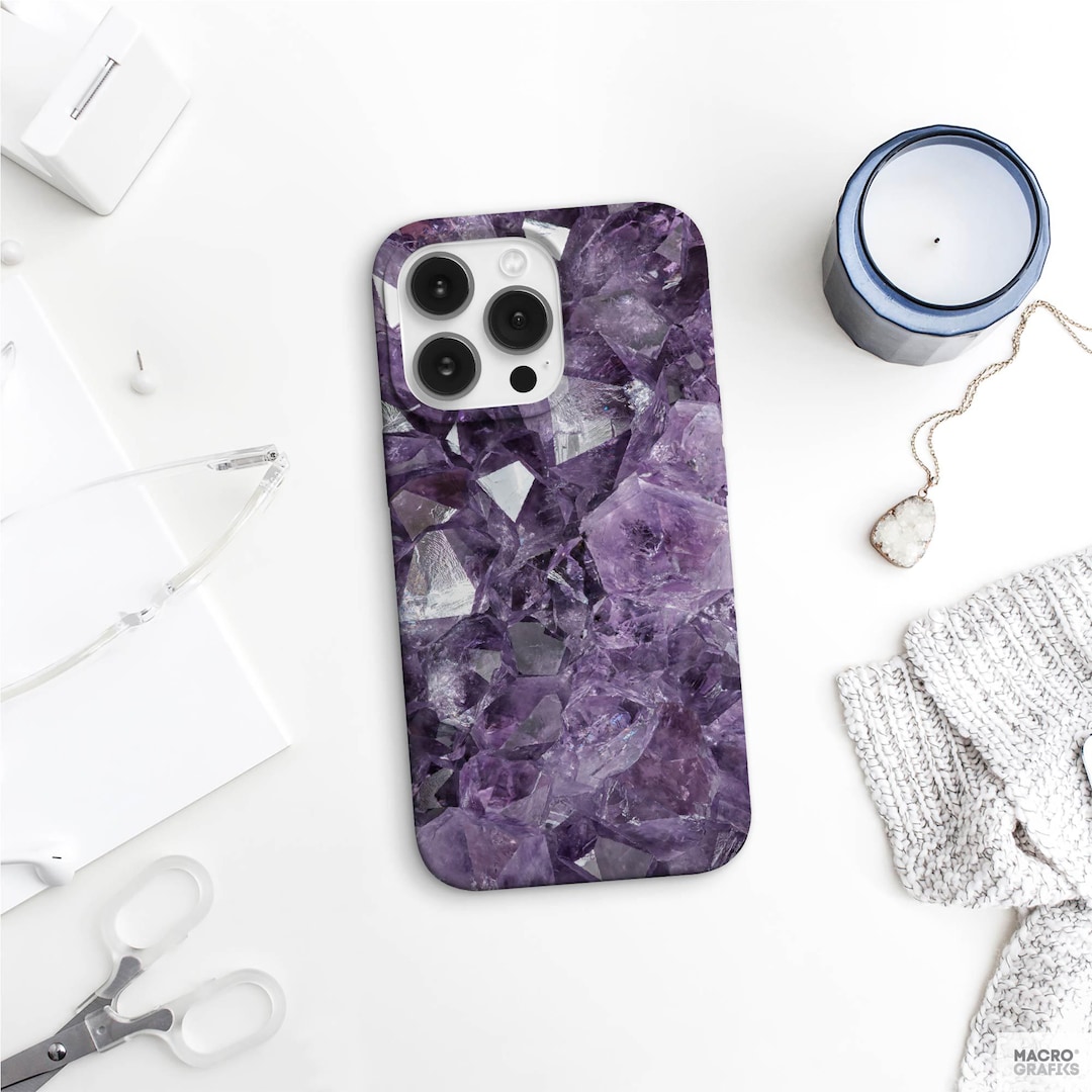 Crystal Art Phone Case - Purple Amethyst Texture Cover – Protective and ...