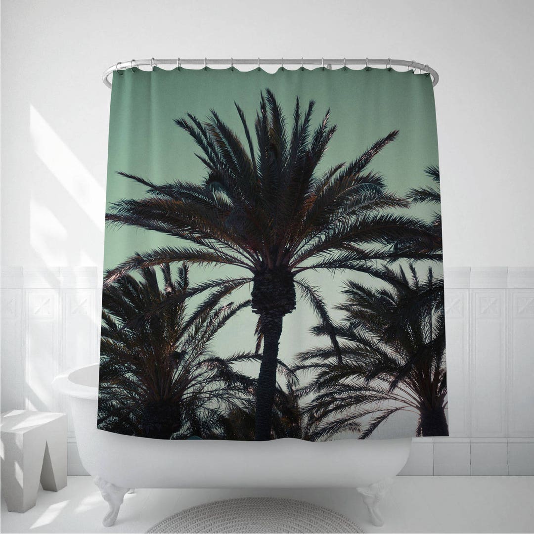 Palm Tree Shower Curtains Tropical Bath Decor Long Shower - Etsy
