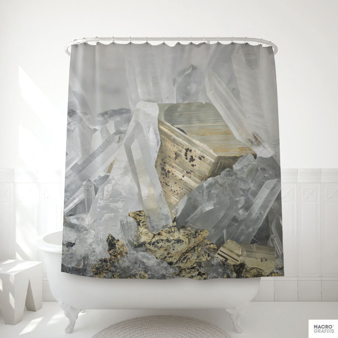 Quartz Pyrite Fabric Shower Curtain, Elegant Bathroom Decor - Etsy