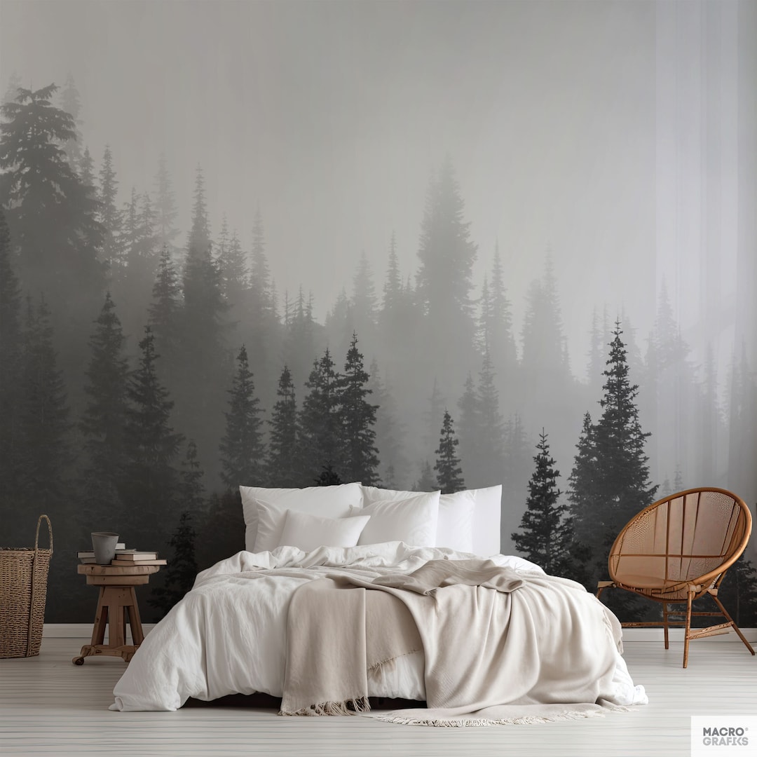 Tree Mural, Large Wall Photo, Interior Decor, Peel and Stick Pine Tree ...