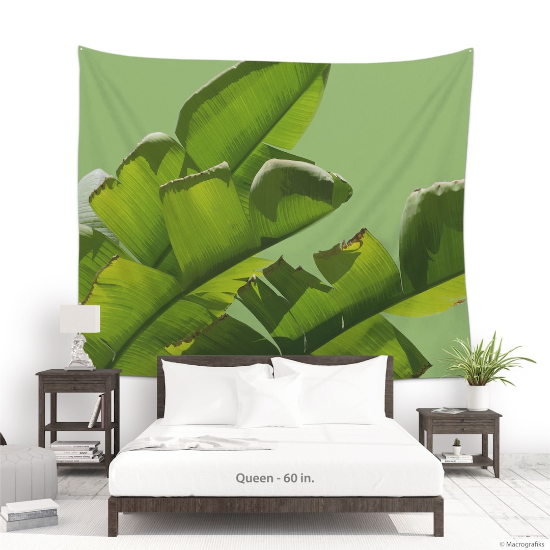 Banana Wall Art, Tropical Tapestries, Banana Leaf Tapestry, Green Wall ...