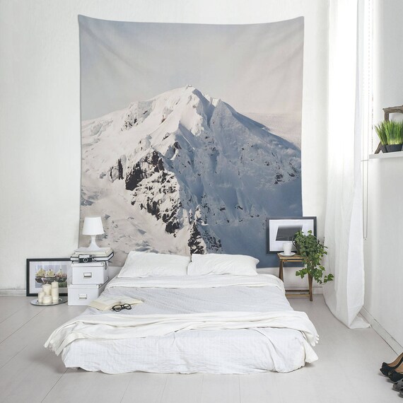 Winter Snow Mountain Wall Art Tapestry Tablecloth Bed Cover Fabric ...