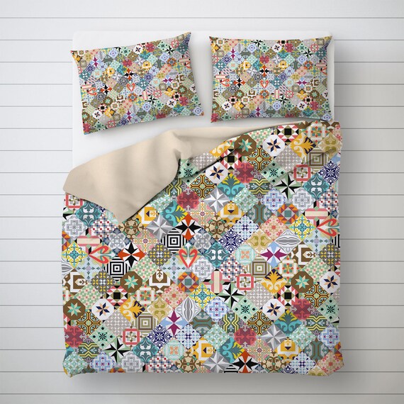 Mosaic Tiles Duvet Cover Bed Decor Modernist Art Bedroom | Etsy