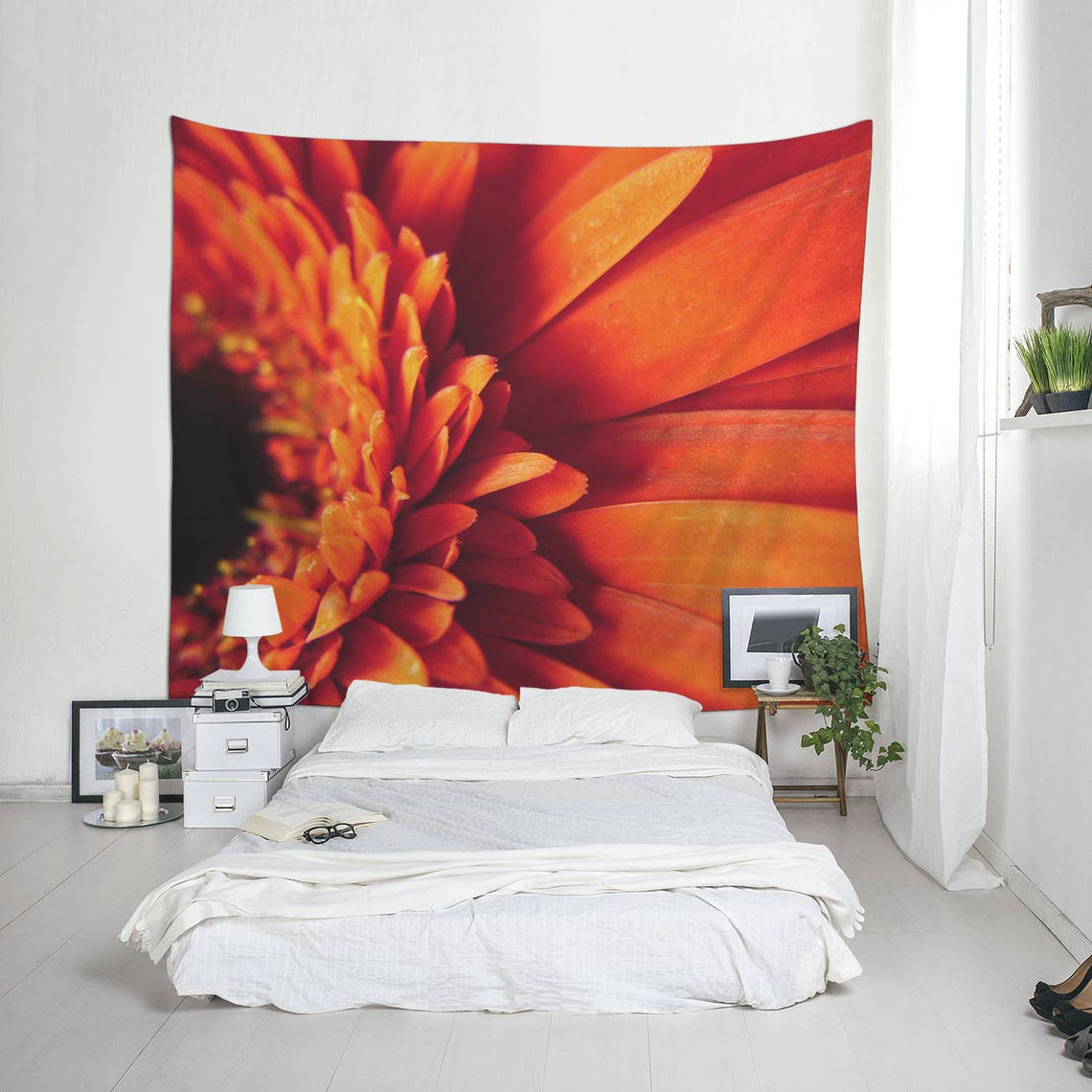 Daisy Flower Wall Hanging Cloth Tapestry Floral Tapestries Etsy