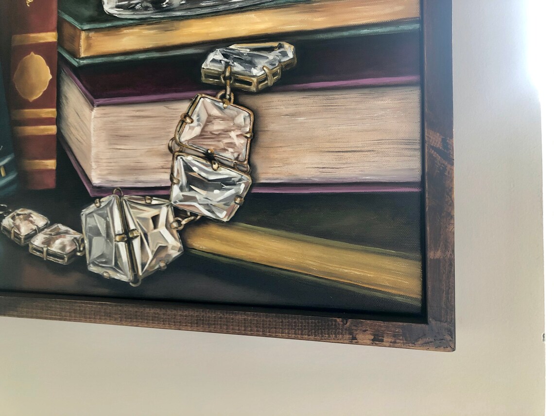 Booze & Books Oil Painting, Vodka, Bar, Book, Library, Man Cave, She ...