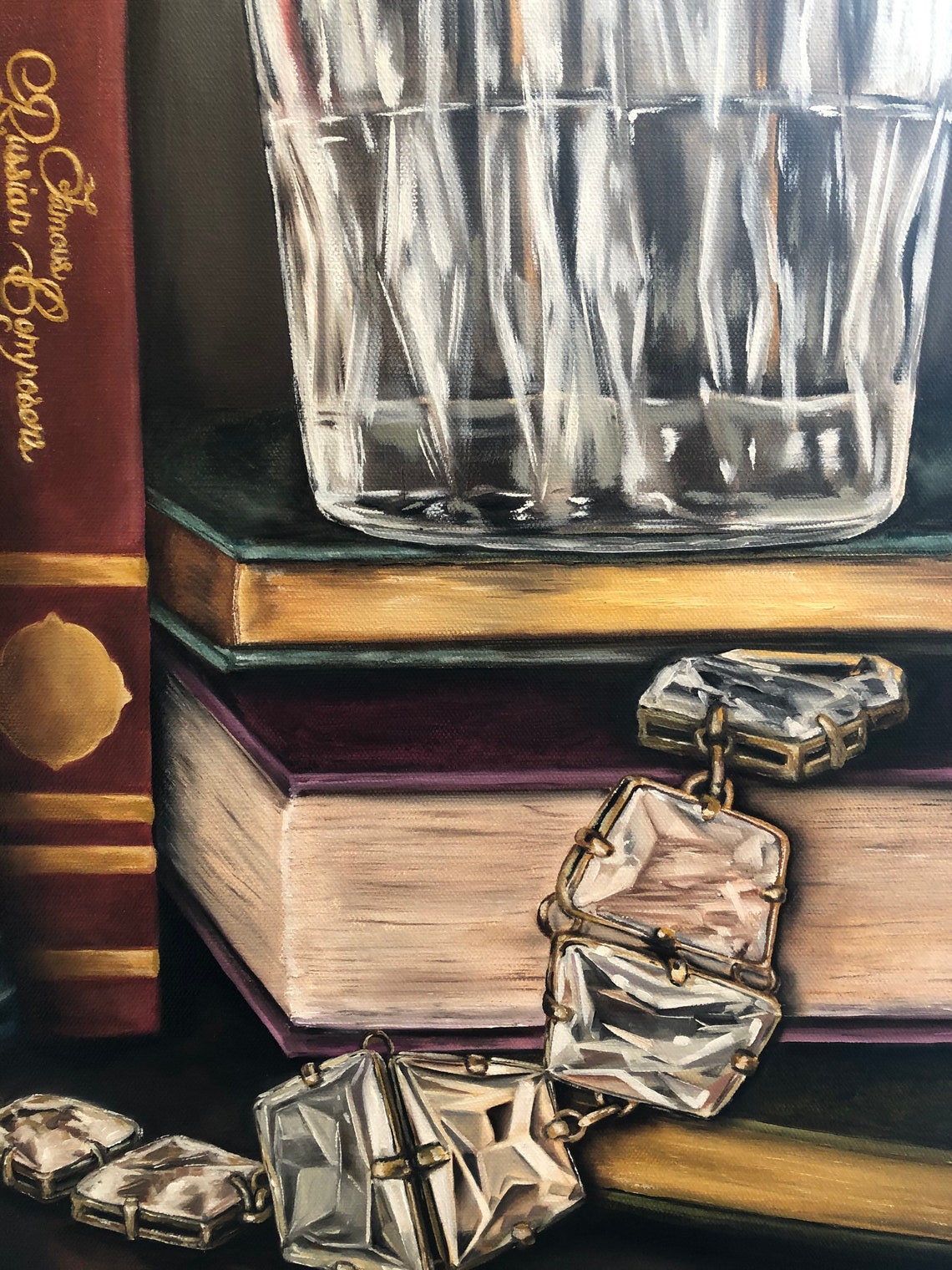 Booze & Books Oil Painting, Vodka, Bar, Book, Library, Man Cave, She ...