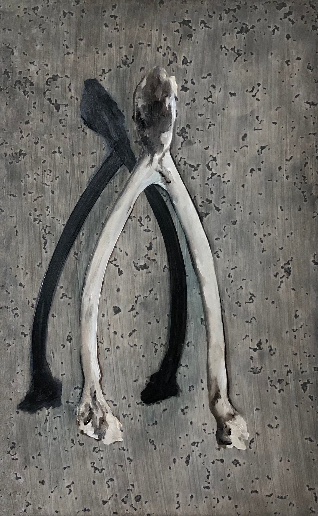Fine Art Giclee Print, Wishbone, Bone, Print, Grayscale, Oil Painting ...