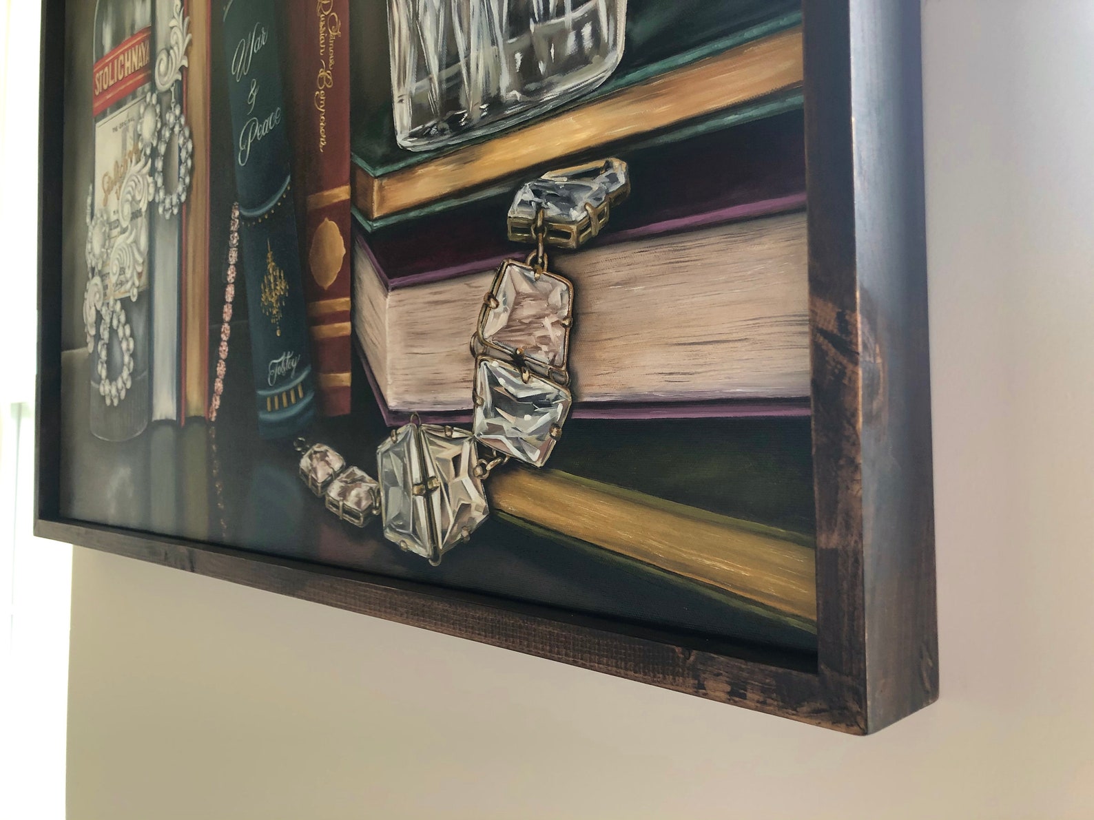 Booze & Books Oil Painting, Vodka, Bar, Book, Library, Man Cave, She ...