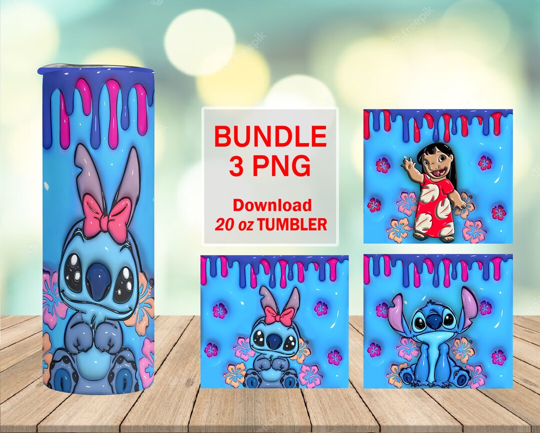 3D Inflated Puff Wrap Sublimation Stich Png 3D Stich Tumbler - Etsy