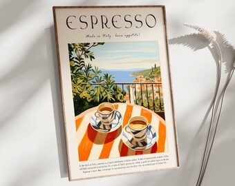 Coffee Poster, Italian Espresso Print, Kitchen Decor, Retro Coffee Art ...