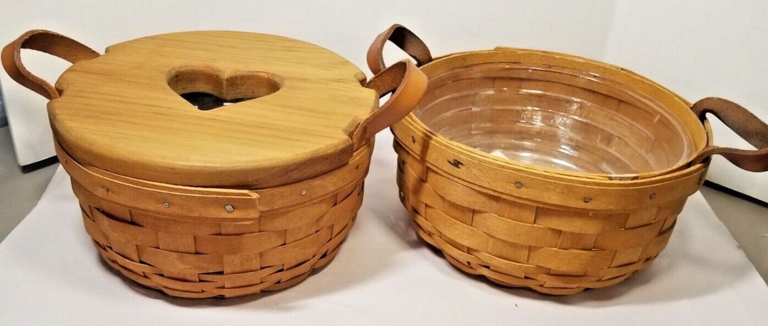 2 Longaberger Small Button BASKETS With 2 Liners &1 Lid Paperwork 1990s ...