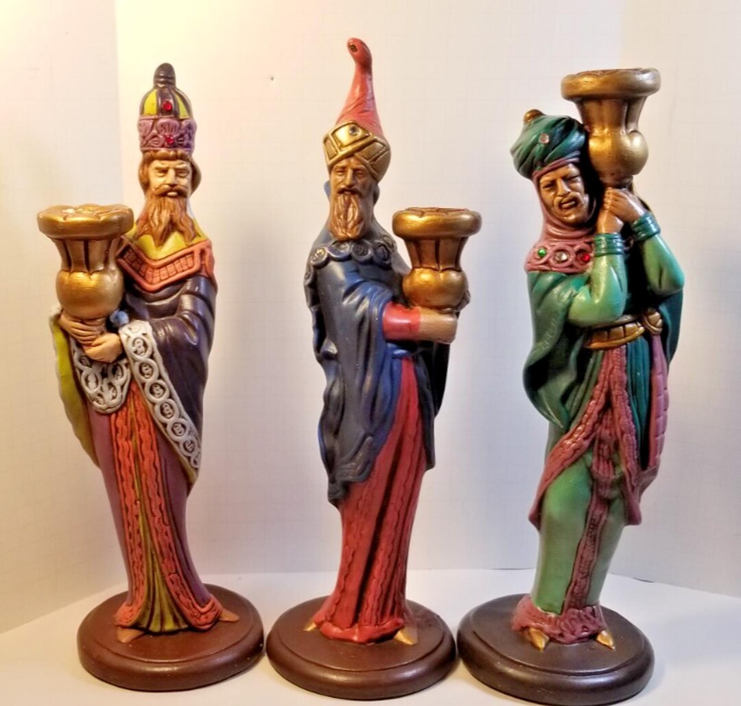 3 Wise Men Figurines Candlesticks/holders Hand Painted 14" 1960s VTG - Etsy
