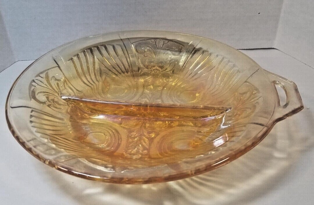 Vintage Depression Carnival Glass Marigold Candy Dish Granny Core - Etsy