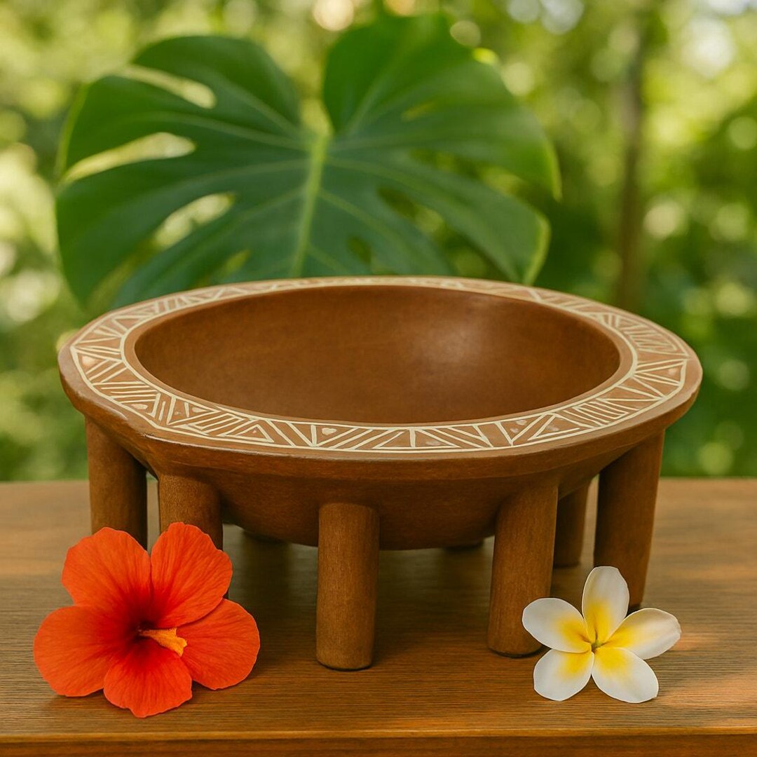Island Legacy: Vintage Samoan Kava Bowl 8 Legs Ceremonial 10" Hand ...
