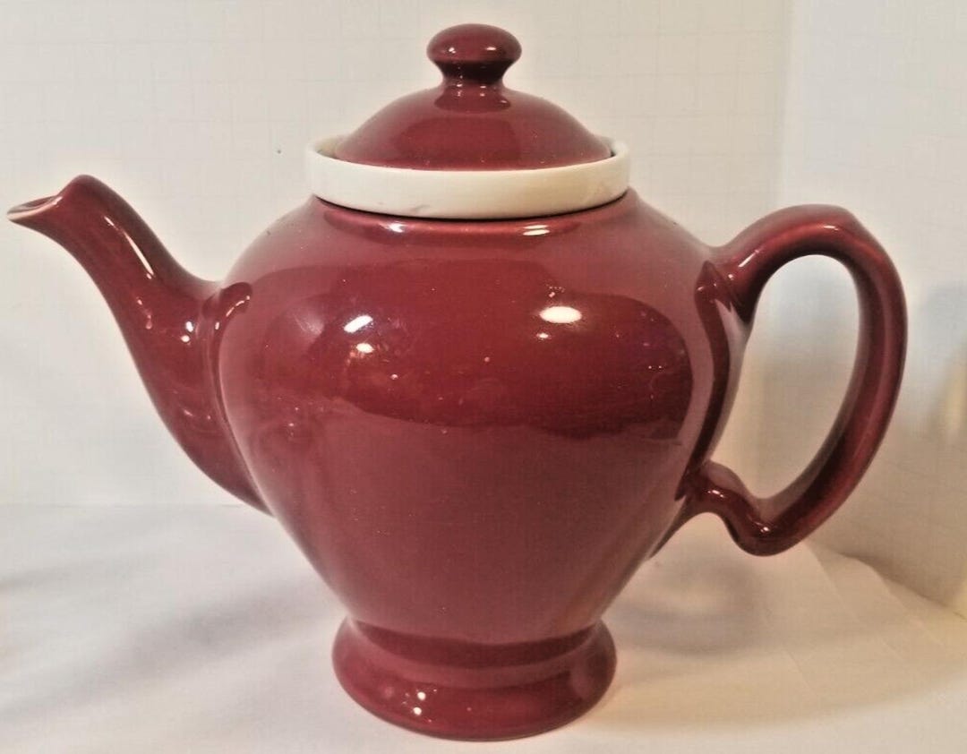 Vintage Mccormick Tea Pot Teapot Burgundy Tea Strainer Insert Baltimore ...
