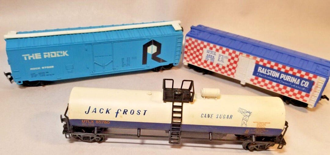 1980s Hong Kong/yugoslavia 3 HO Train Cars Purina/the Rock/jack Frost ...