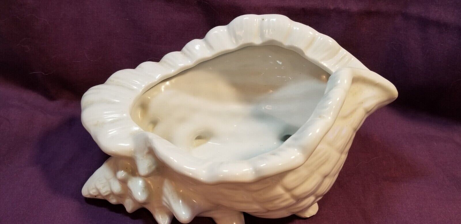 Vintage 8 Inch White Ceramic Conch Shell Planter Beach Shore Decor - Etsy