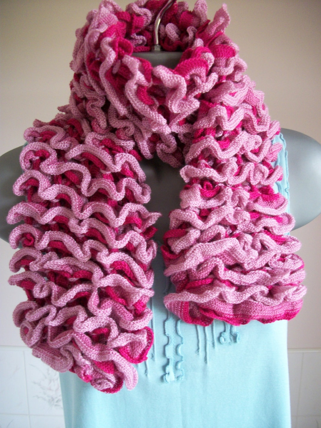 Bufanda de volantes rosas, bufanda de volantes de salsa, 42 de largo x ...