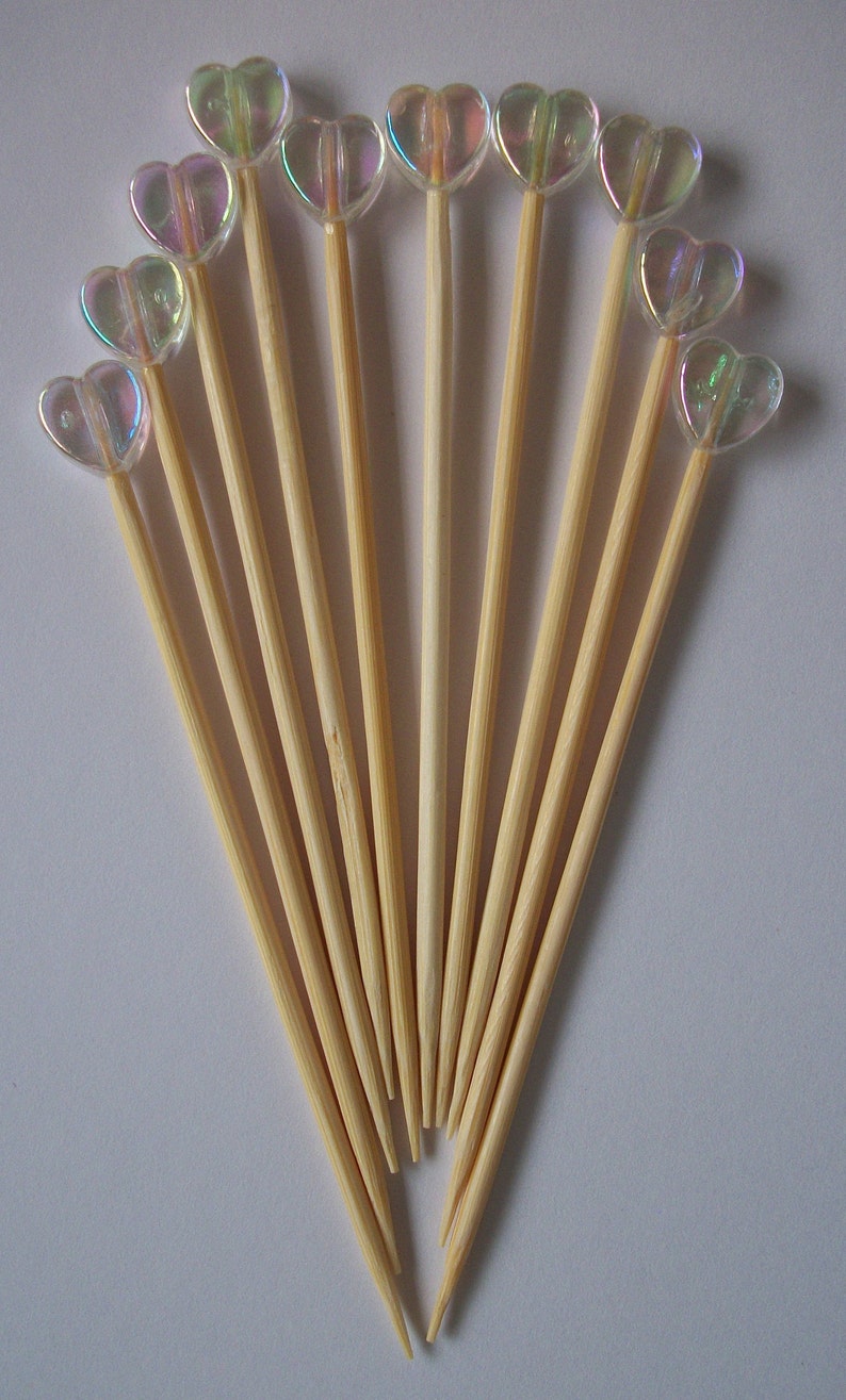5 Pairs of Mini Knitting Needles Clear Shimmer Heart Beads - Etsy