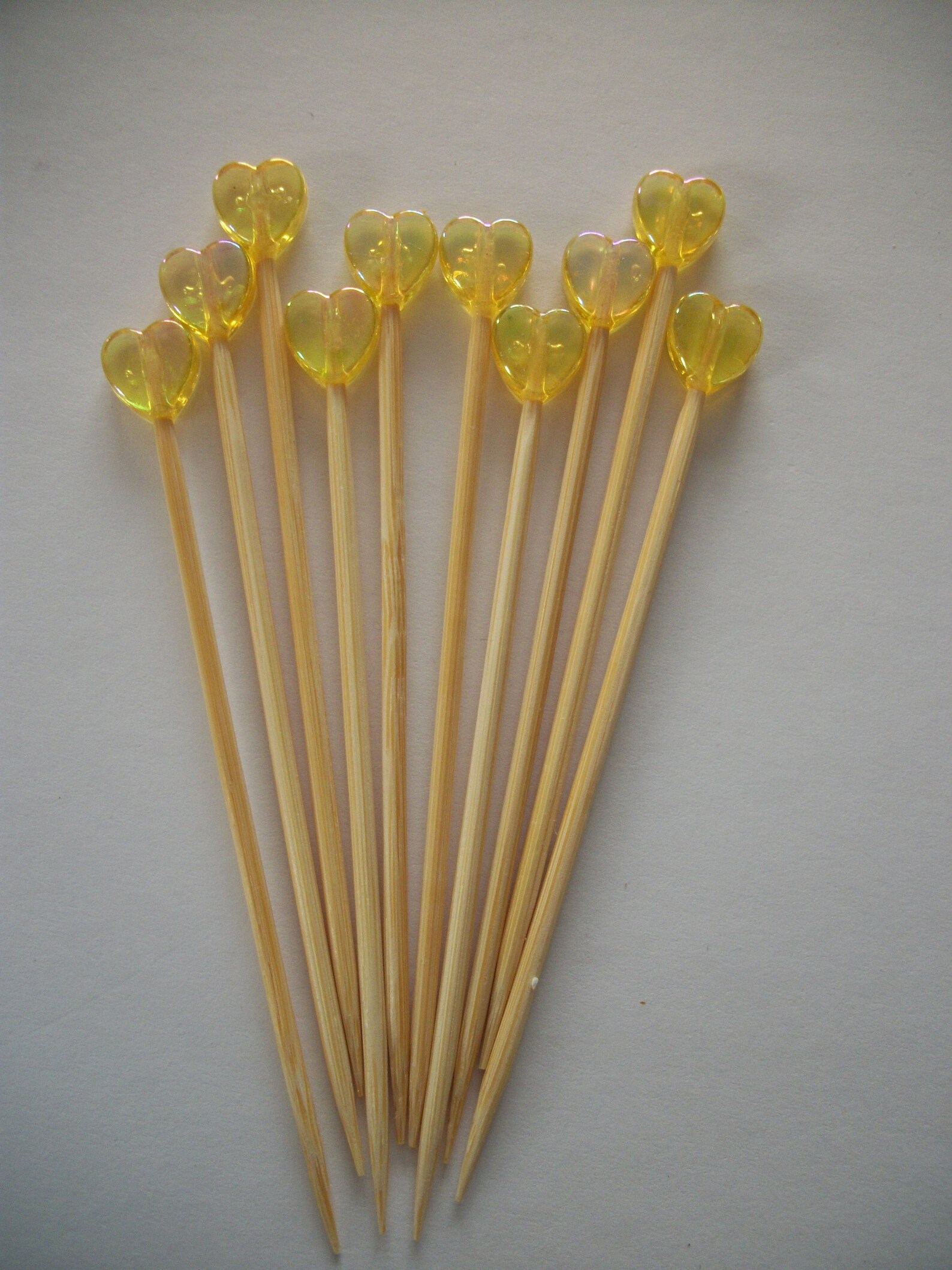 5 Pairs of Mini Knitting Needles Yellow Shimmer Heart Beads - Etsy